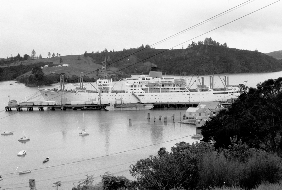 transpress nz: small port shipping at Opua, July 1970