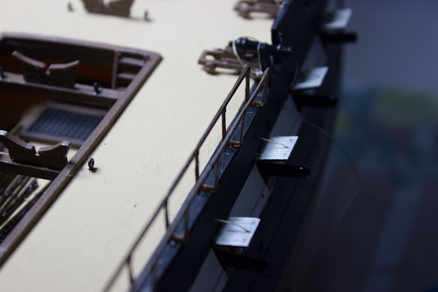 Sailing Ship Models: USS Constitution - Admidship Rails