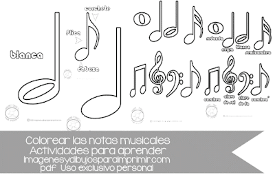 🎶Imágenes de dibujos de las notas musicales para imprimir y colorear ...