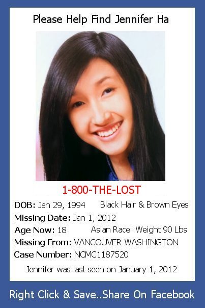 Posters To Help Find Missing Children: Help Find Jennifer Ha