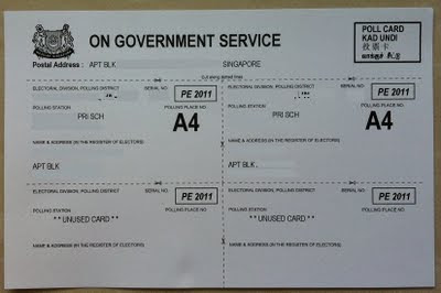 Little Red Dot Diaries: Presidential Election 2011 - Poll Card has arrived