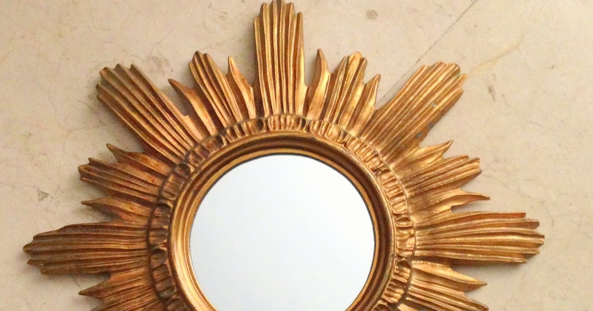 VINTAGE & KITSCH SIGLO XX: ESPEJO SOL ITALIANO RESINA DORADA