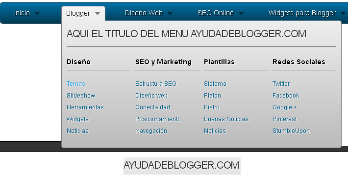 Menú desplegable para blogger