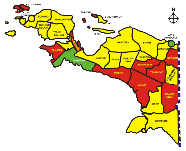 Peta Papua | Kabupaten Kota