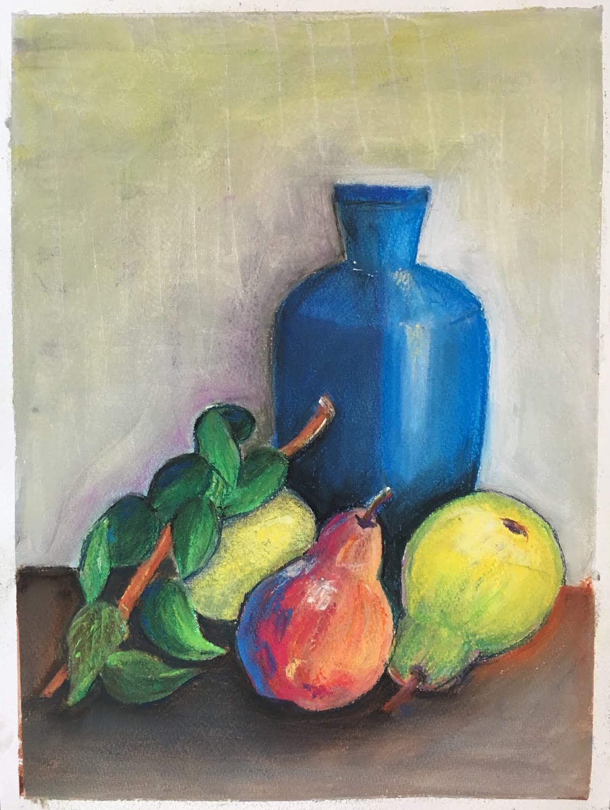 Art Room Britt: Still Life with Fruit and Vase - Tempera and Soft Chalk ...