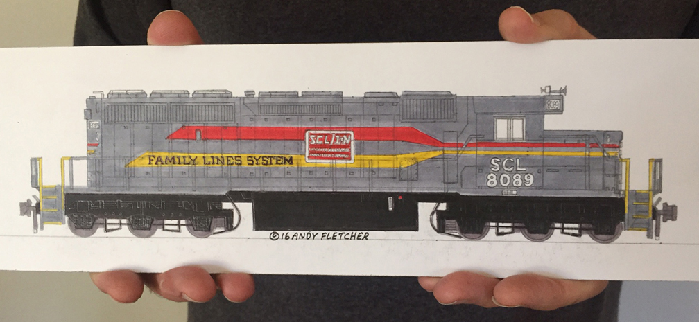 Andy Fletcher Blog-: Drawing of the Day-February 13, 2016-Family Lines System (SCL) SD40-2 8089