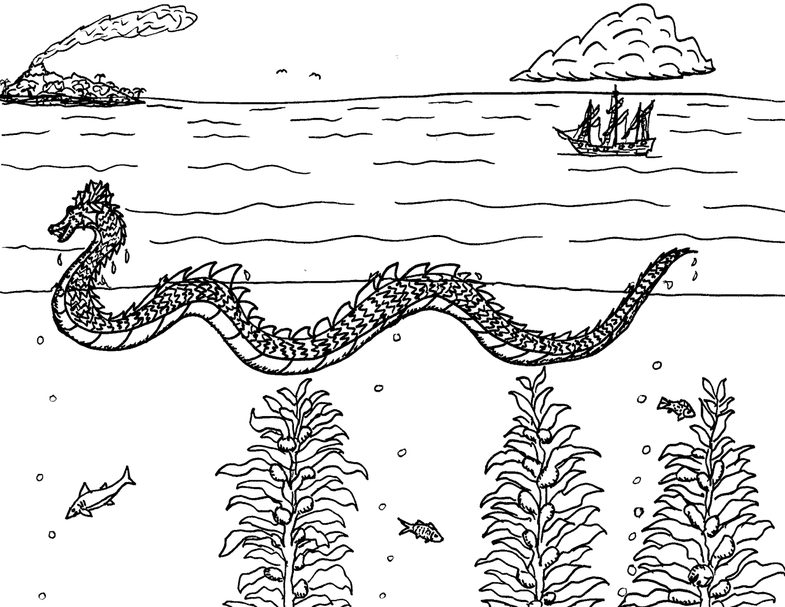 Robin's Great Coloring Pages: Water Dragons and Sea Monsters