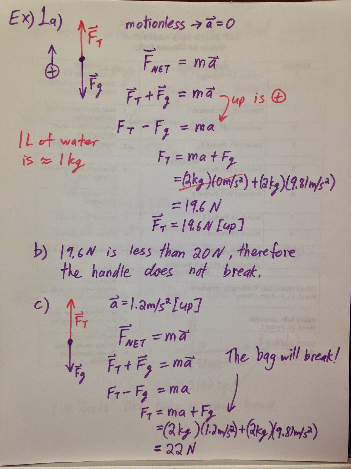 Grade 11 Physics: Oct. 9 – Newton's 2nd Law