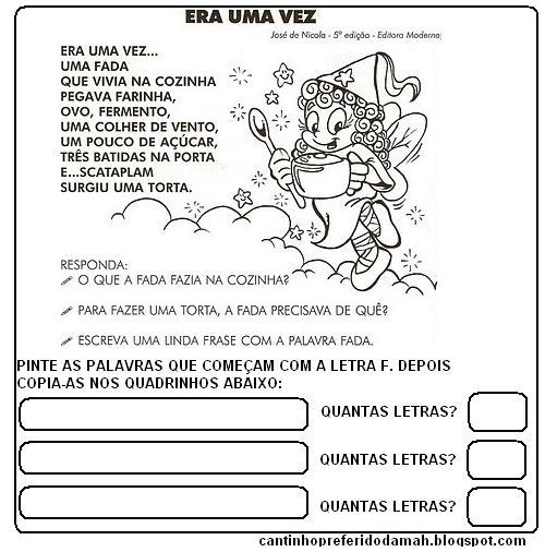 ENSINANDO E APRENDENDO COM A PROFª ANA ALICE: ATIVIDADES COM A LETRA F