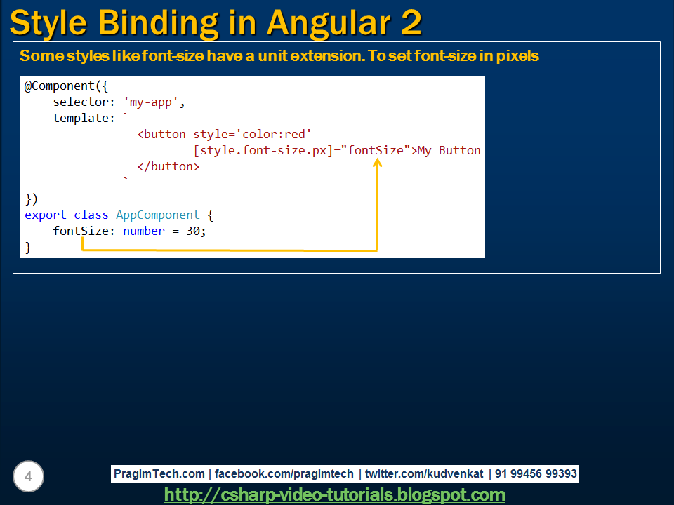 Sql server, .net and c# video tutorial: Style binding in angular 2 Sql server, .net and c# video tutorial: Style binding in angular 2