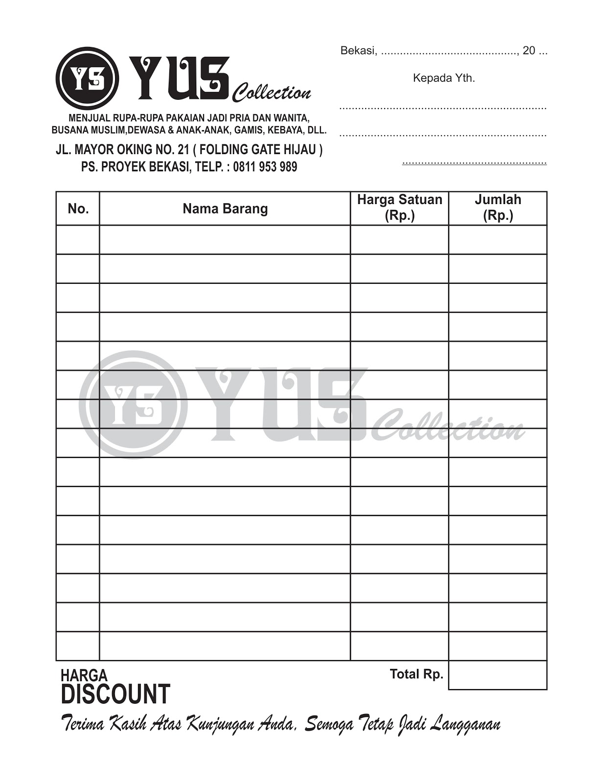 FAKTUR ~ Percetakan Fadhilah Faiz