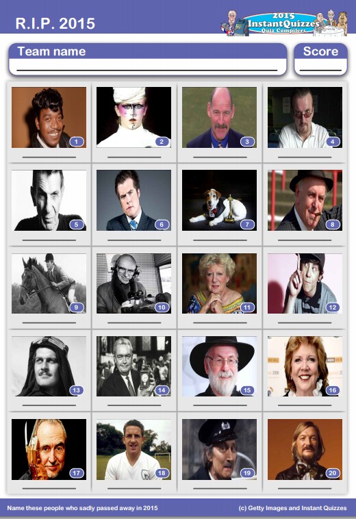 RIP 2015 picture quiz - Name the celebrities who died in 2015