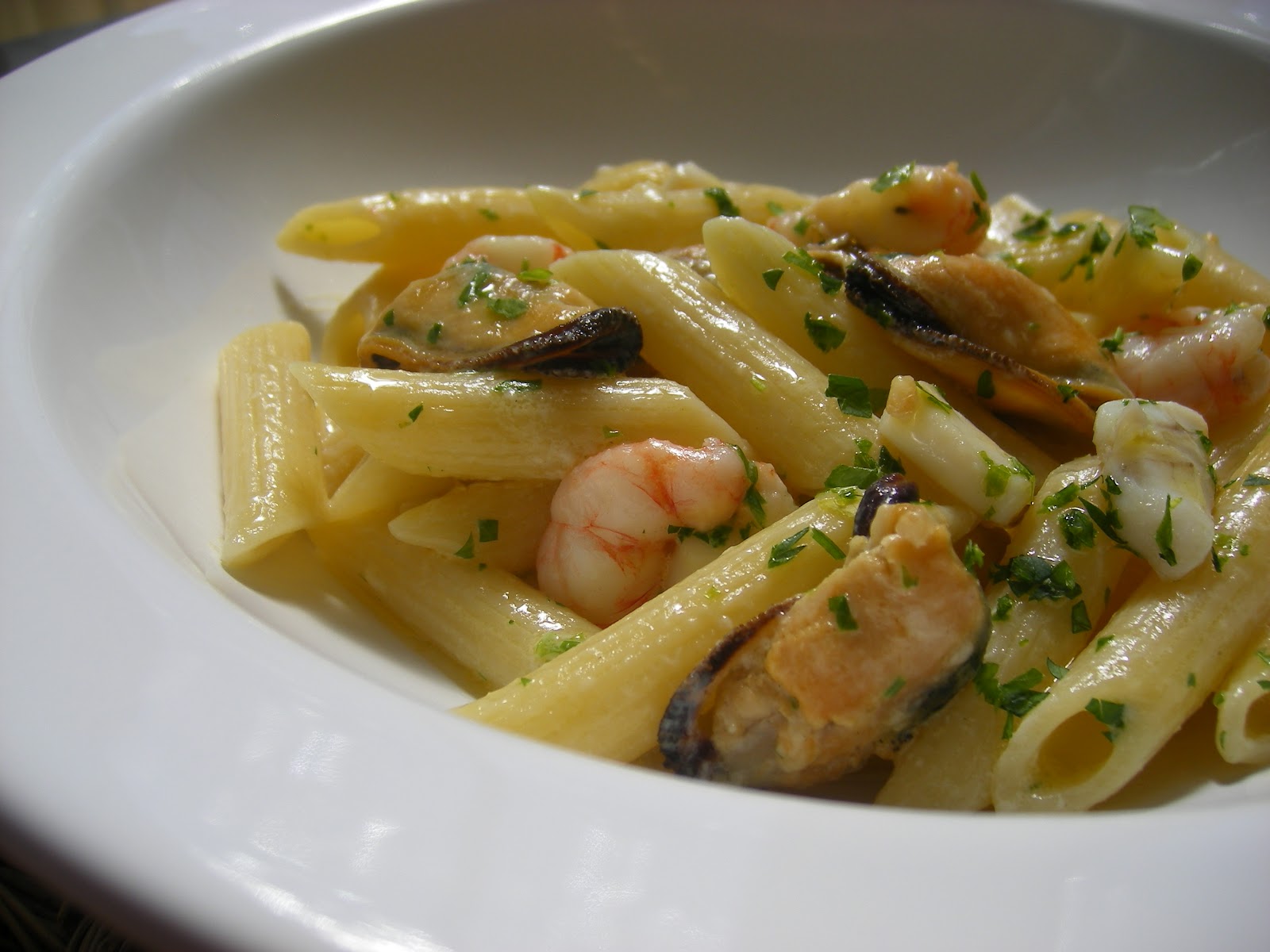 el placer del paladar: Penne Rigate con Marisco