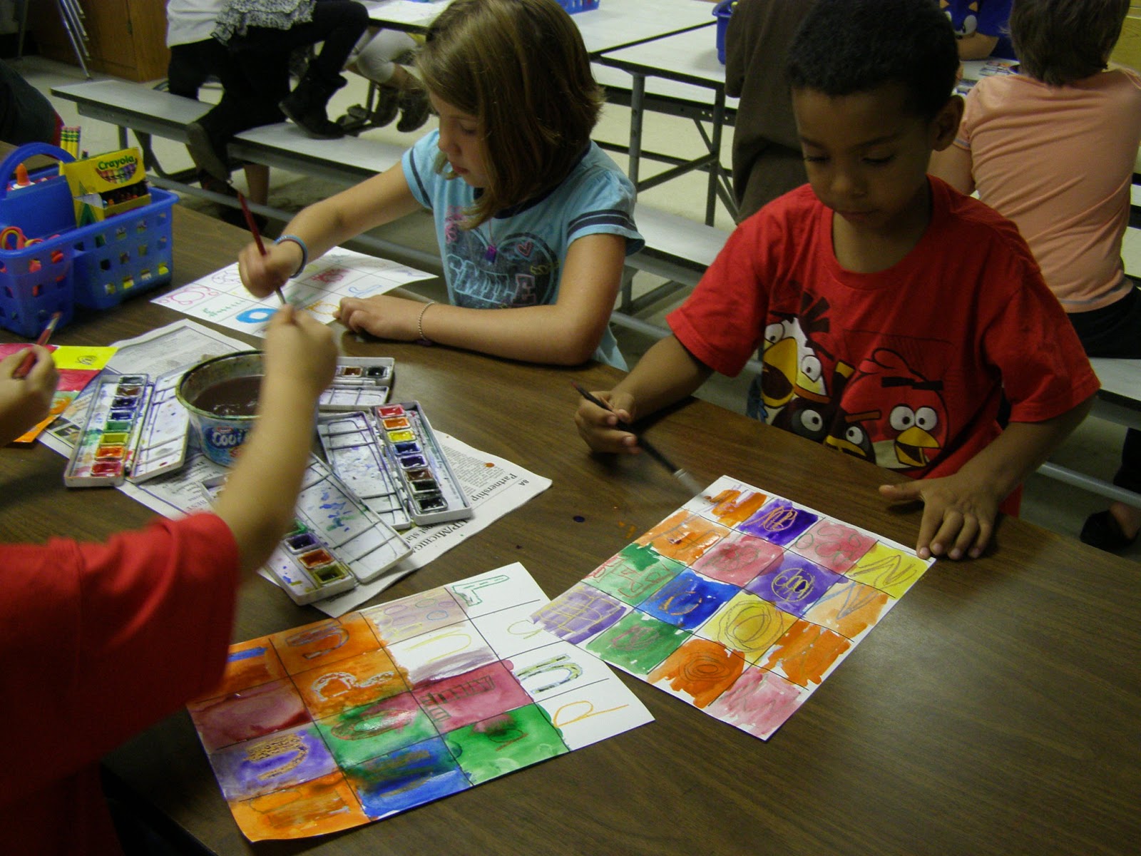 Welcome to Mrs. Peterson's Art Class!: Complementary Colored Name Boxes