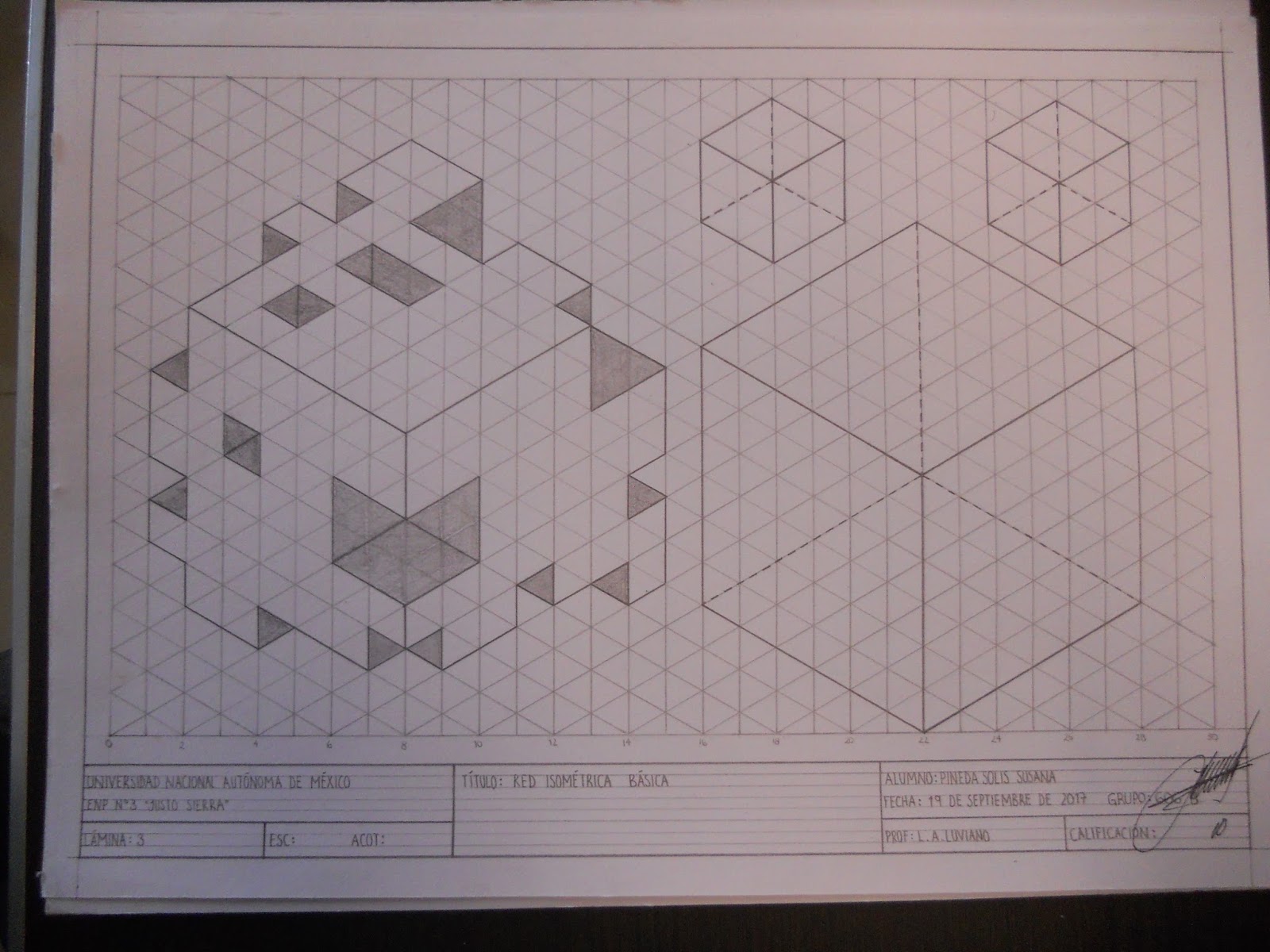 DIBUJO CONSTRUCTIVO II : LÁMINA 3, RED ISOMÉTRICA BÁSICA
