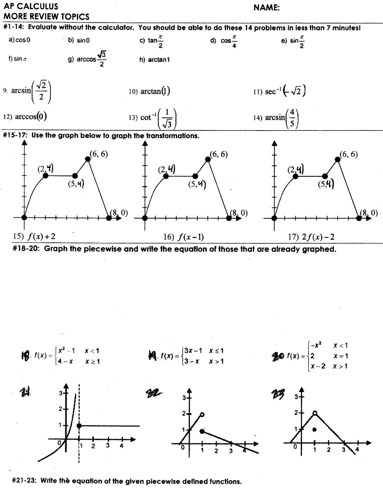 Mr. Suominen's Math Homepage: Domain, Range, Trig, Piece-Wise Functions
