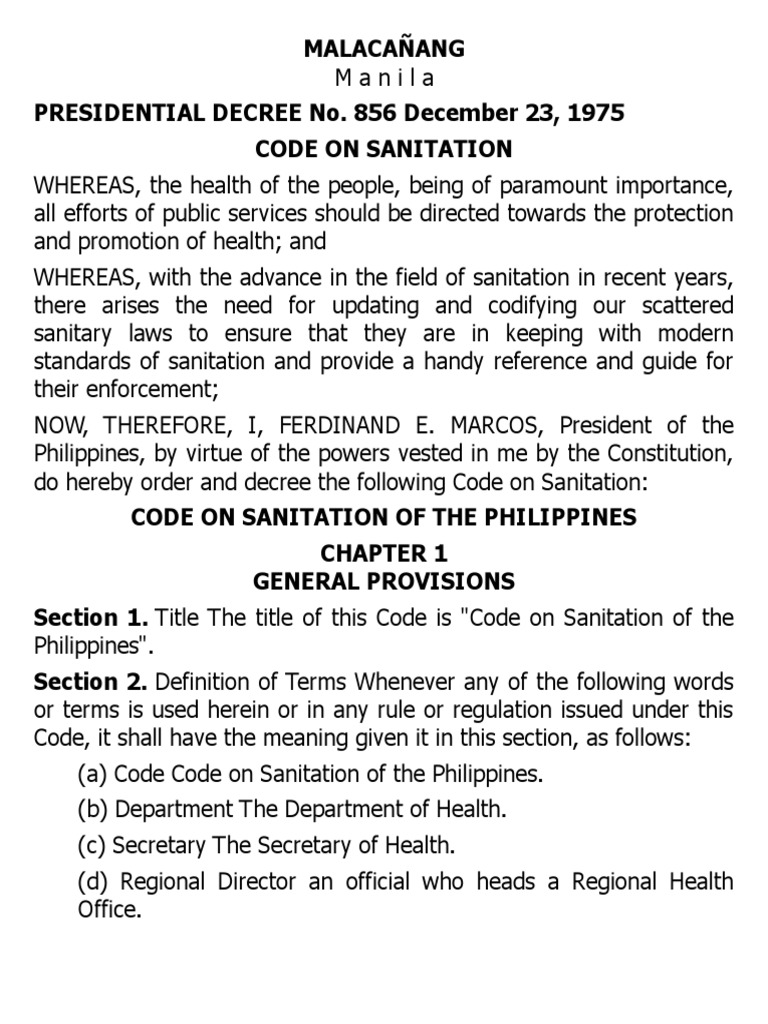 sanitation code of the philippines - philippin news collections