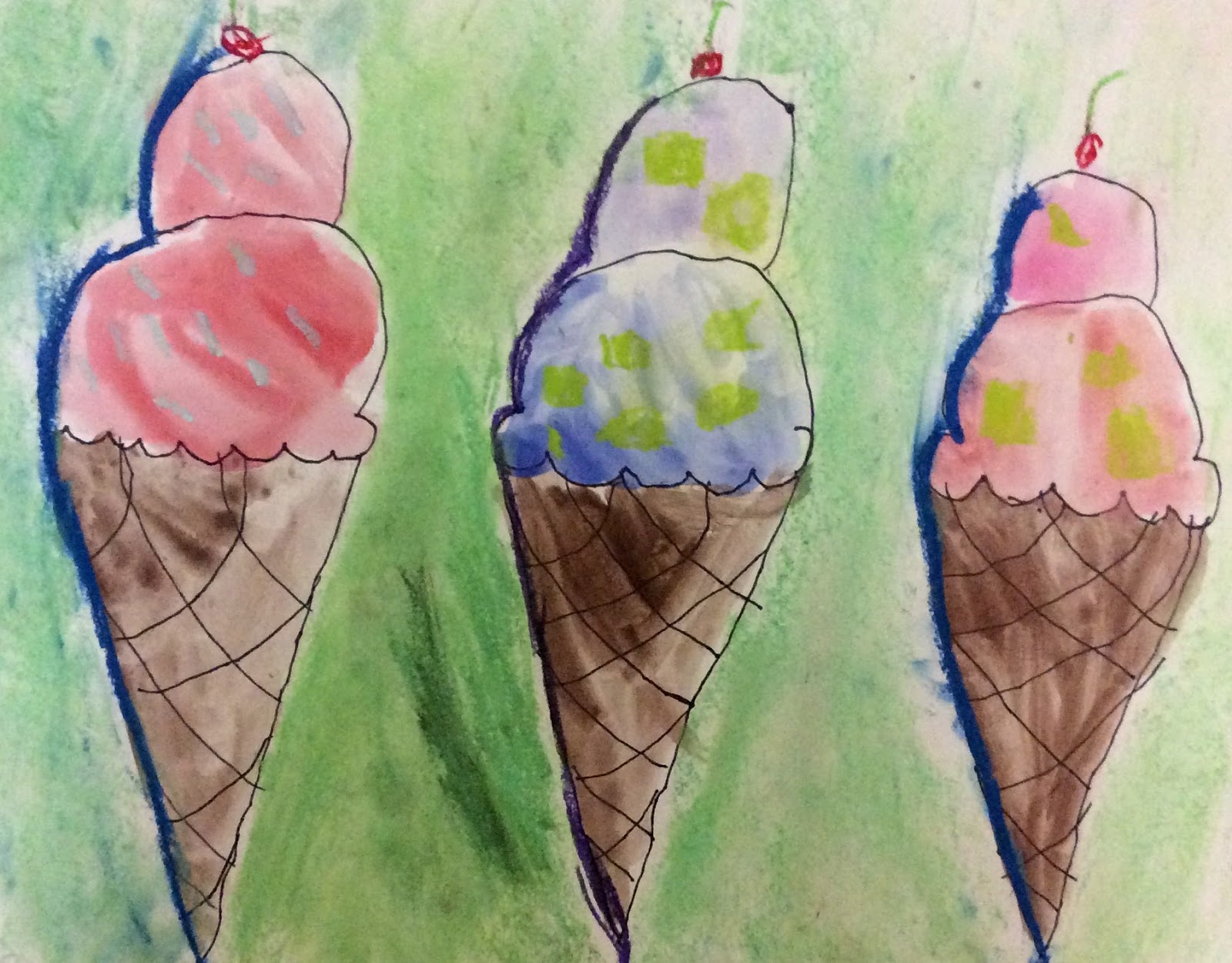 Ms. Curry's Art Room : Second Grade Wayne Thiebaud Ice Cream Cones