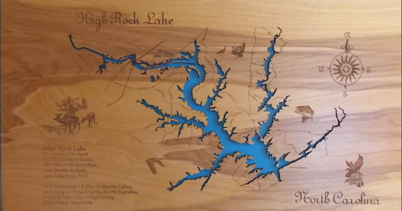 High Rock Life: Wood Cut map of High Rock Lake