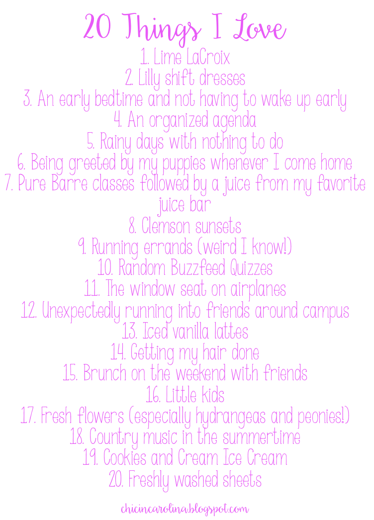 Chic in Carolina: 20 Things I Love