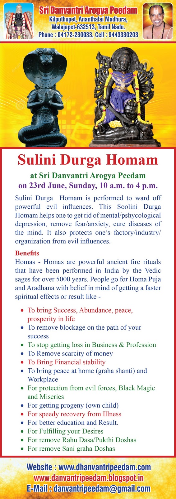 Danvantri Peedam - Universal Peedam: Soolini Durga Homam