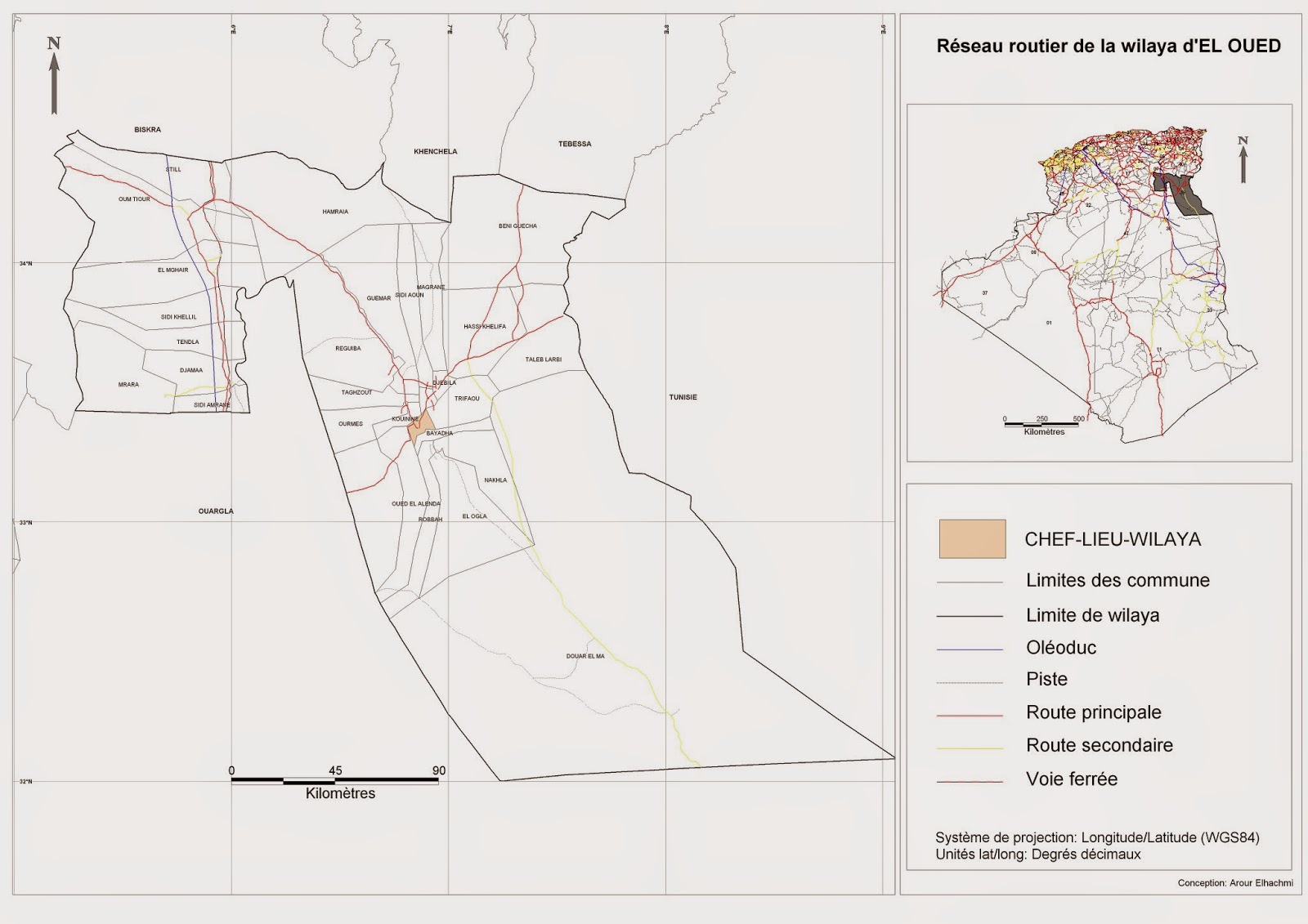 Découpage administratif de l'Algérie & Monographie: Carte du réseau ...