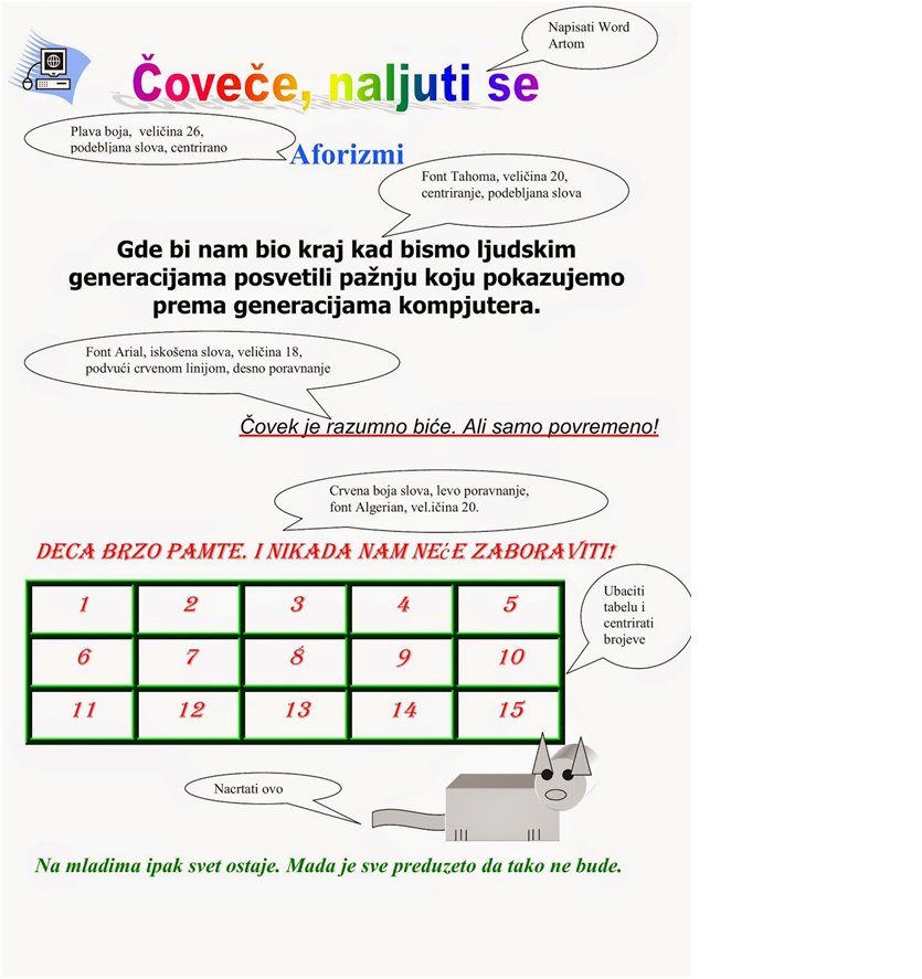 INFORMATIKA I RAČUNARSTVO: Vezbe: Tabele u Wordu