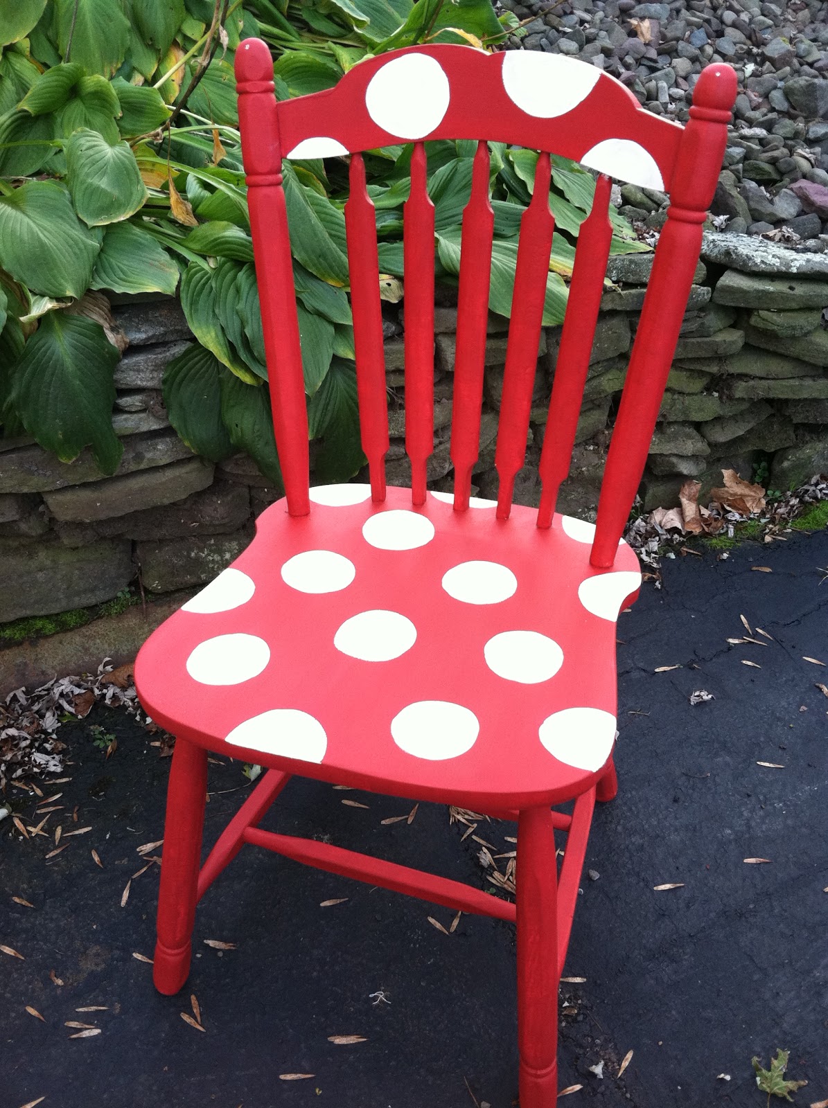The Blessed Nest: Hand Painted Polka Dot Chair For Sale
