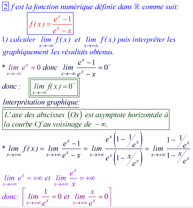 Etude d'une fonction exponentielle.