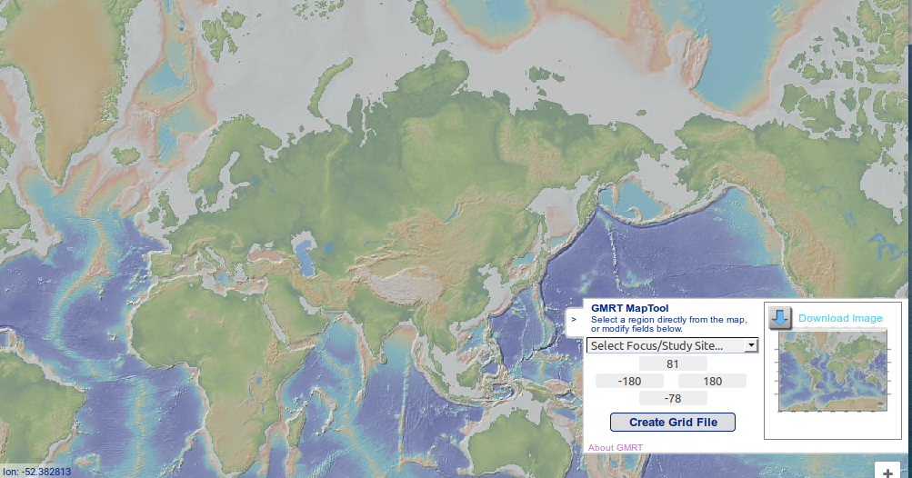 Mapas Geológicos: Anexo 4. Descargar grilla GMRT