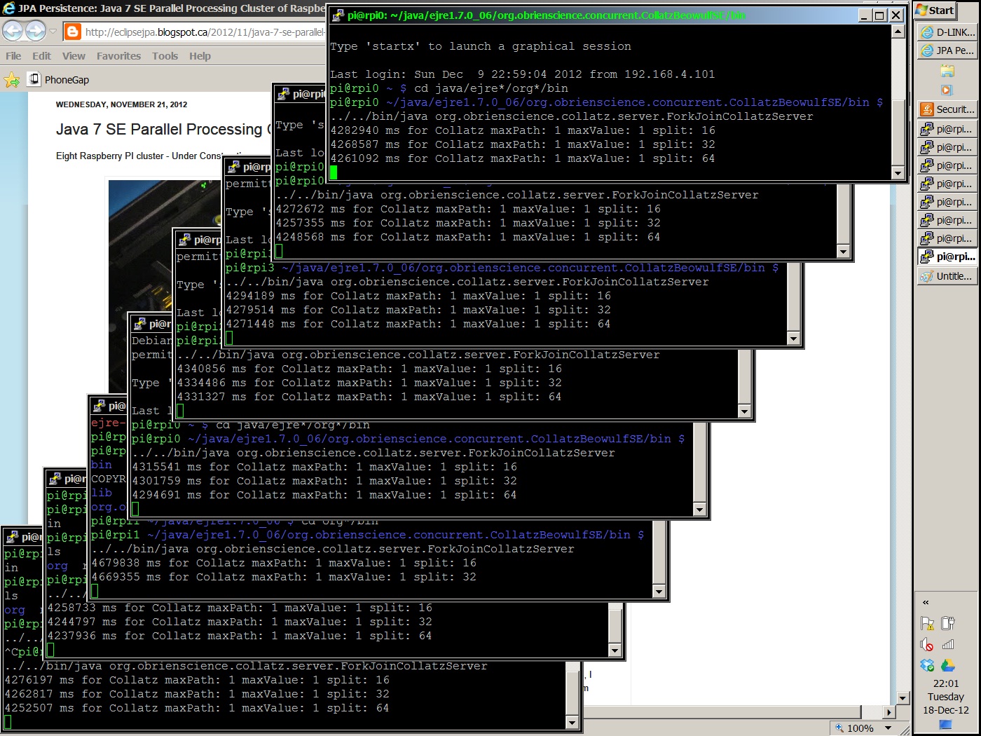 JPA Persistence: Java 7 SE Raspberry PI Parallel Processing ARM Cluster of 32 boards