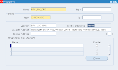 Oracle Inventory Defining Organization « Learn Oracle
