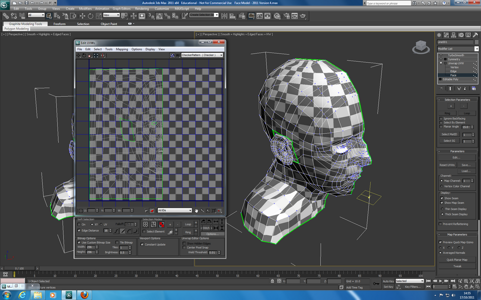 Virtual Environments: Modelling My Face - UVW Mapping