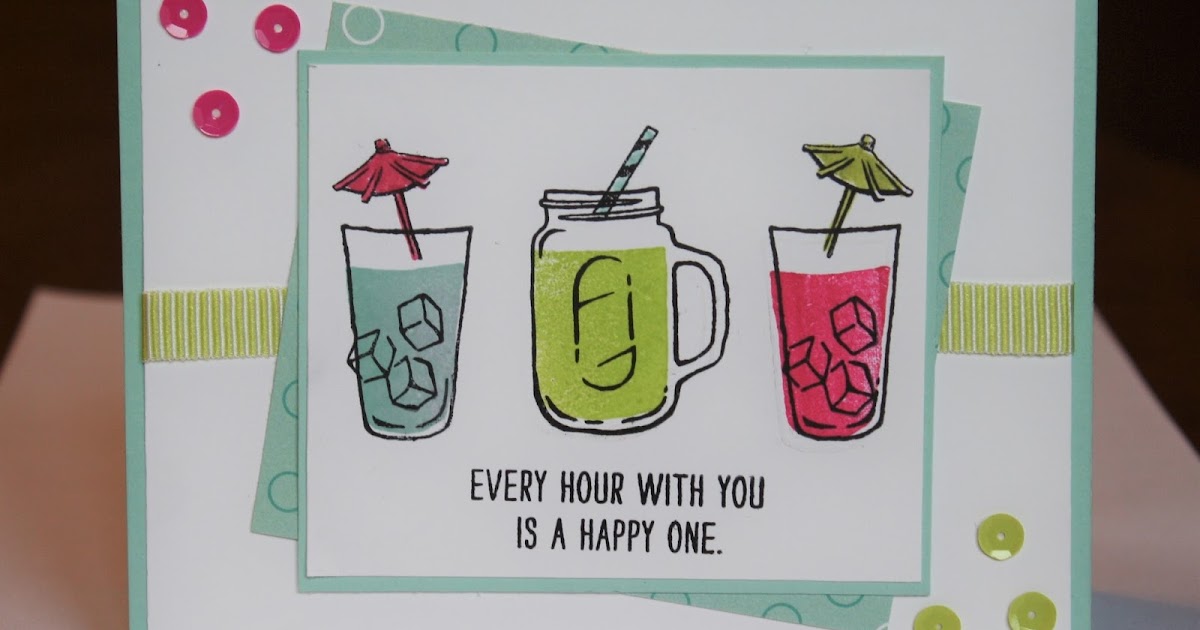 Jennie M's Stampin Spot: Mixed Drinks Card for Two Challenges