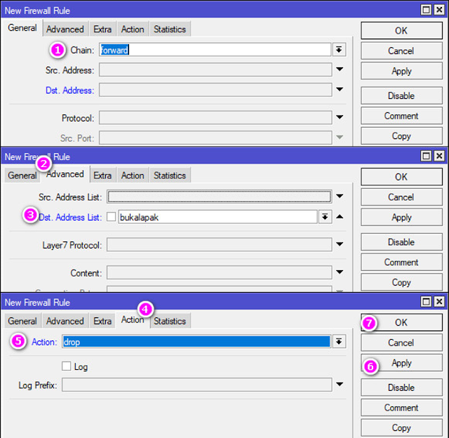 Konfigurasi Mikrotik Filter Rules ( Address List Multiple IP )