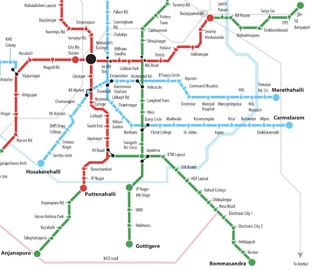 Bangalore Metro Rail( Namma Metro Map) Corporation Limited(BMRL) Route ...