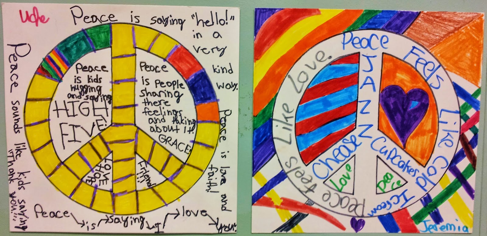 welcome to art class: positive/negative peace signs!