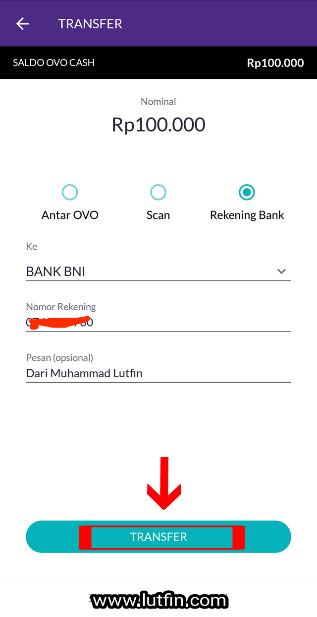 Cara transfer saldo OVO ke rekening bank terbaru 2019 - lutfin.com