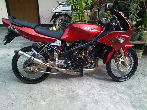 Modifikasi ninja rr mono 150 jari jari drag airbrush racing look jadi ...