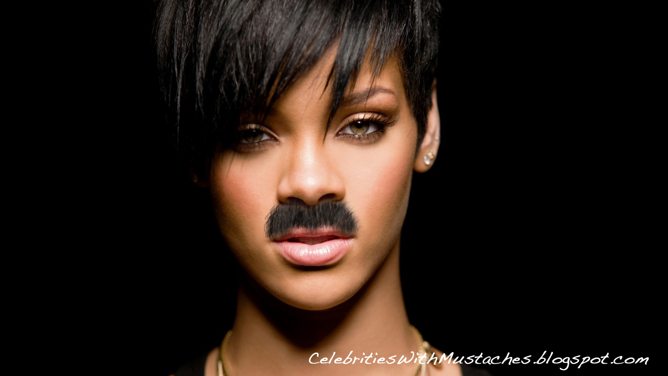 Celebrities With Mustaches: Rihanna