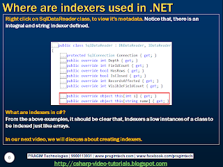Sql server, .net and c# video tutorial: Part 64 – How and where are indexers used in .net