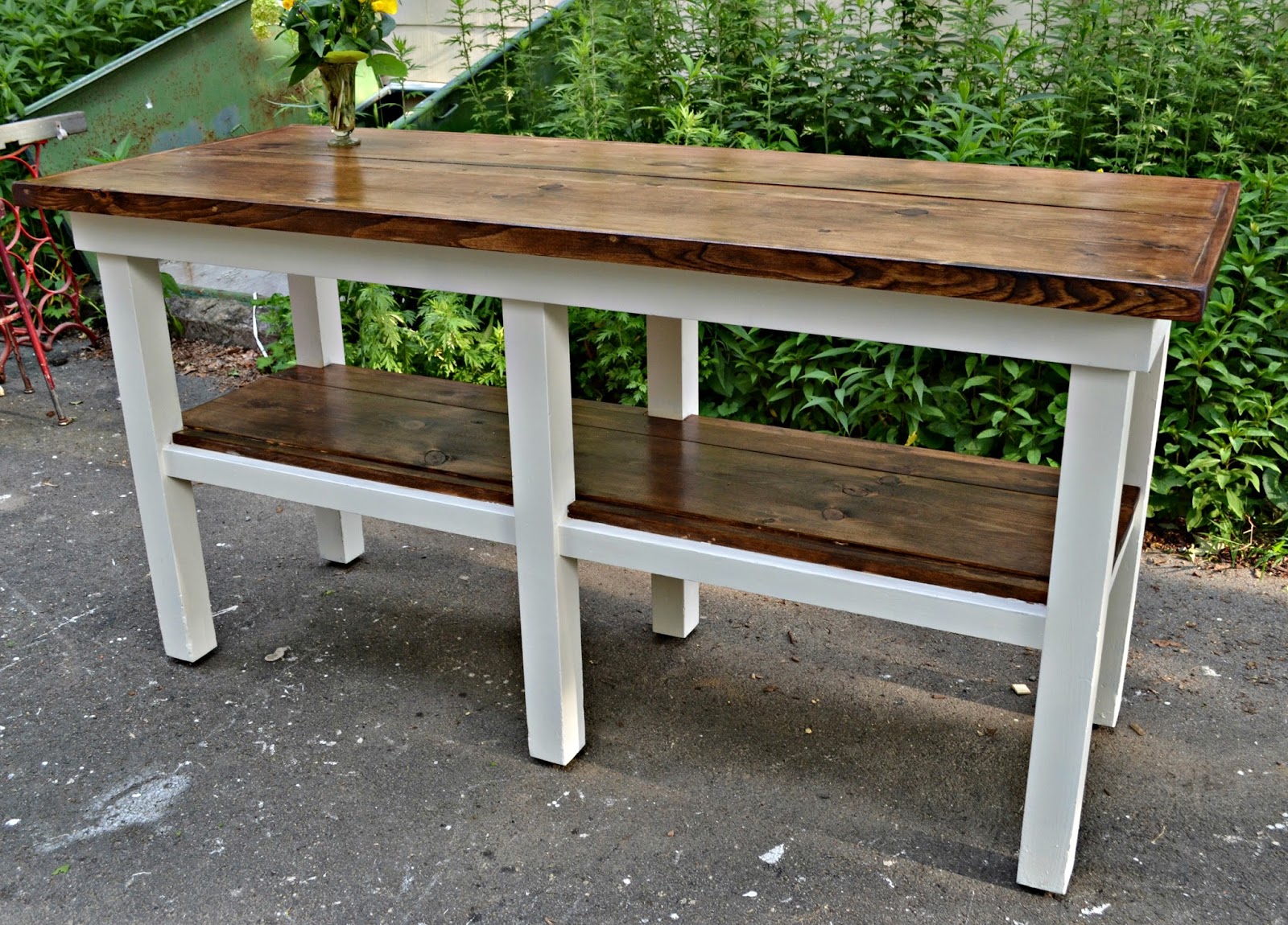 Heir and Space: An Antique Work Bench Turned Kitchen Island