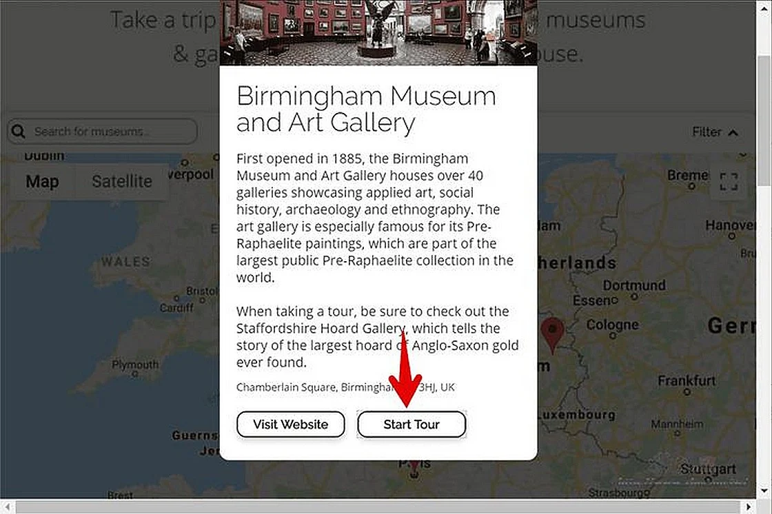 Explore the World's Museums 網站，透過地圖參觀世界上知名的虛擬博物館