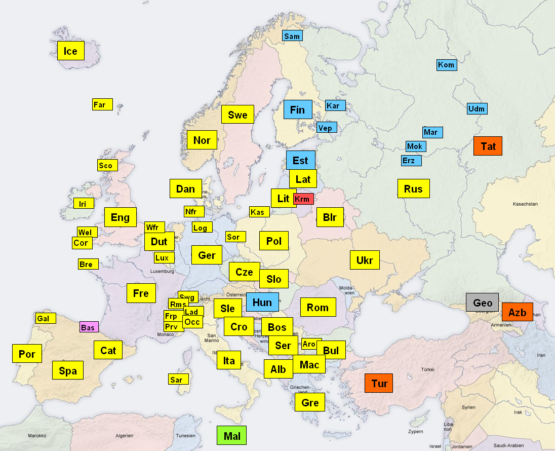 Linguistic maps of Europe