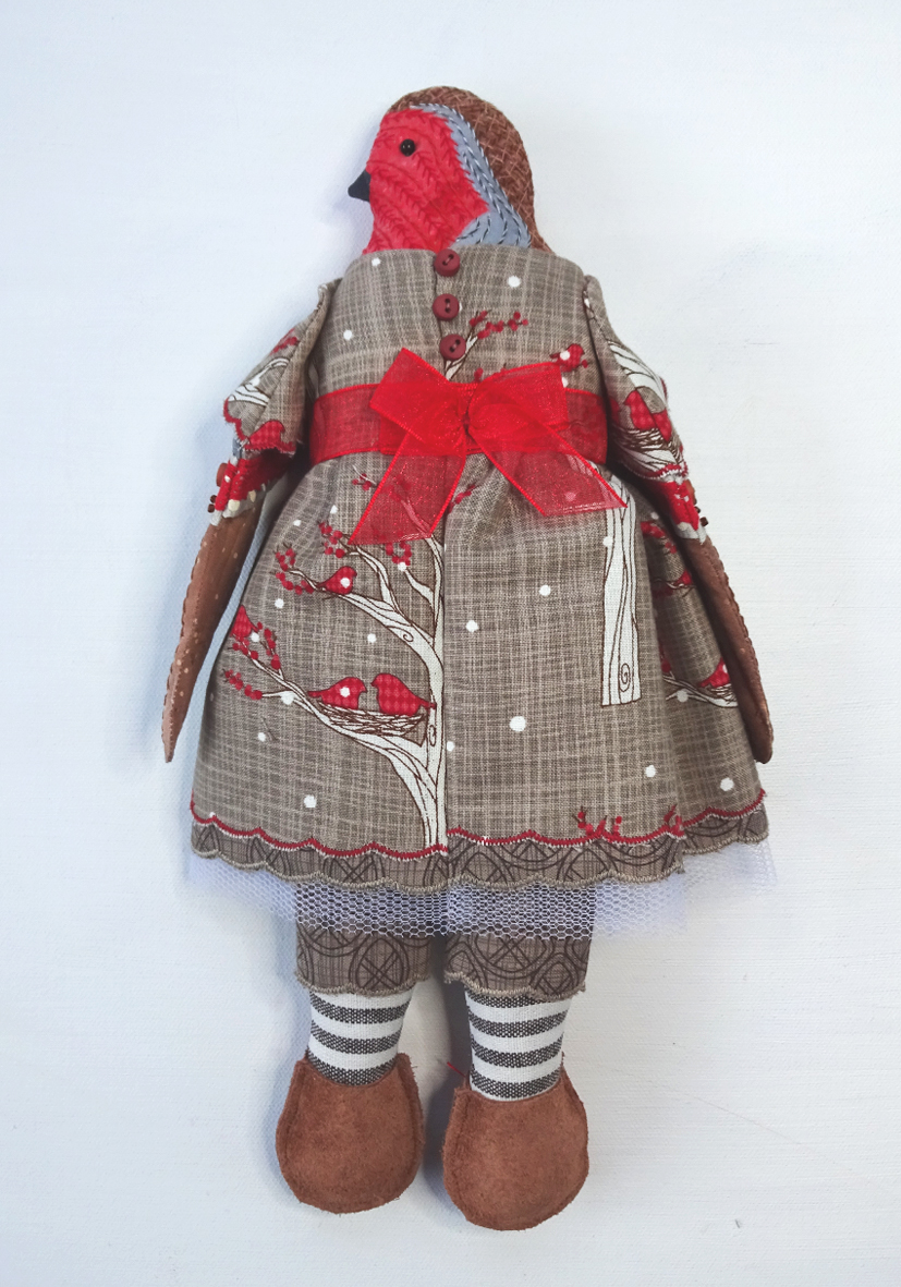 Pook's Studio: Fion, An Embroidered Robin Red Breast Doll