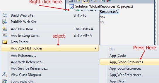 How to Implement Global resources concepts in asp.net web applications using Explicit ...