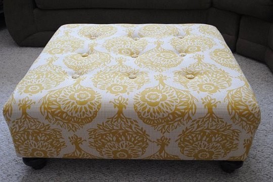 The Room Stylist: Summer Pinterest Challenge: DIY Reupholstered ottoman