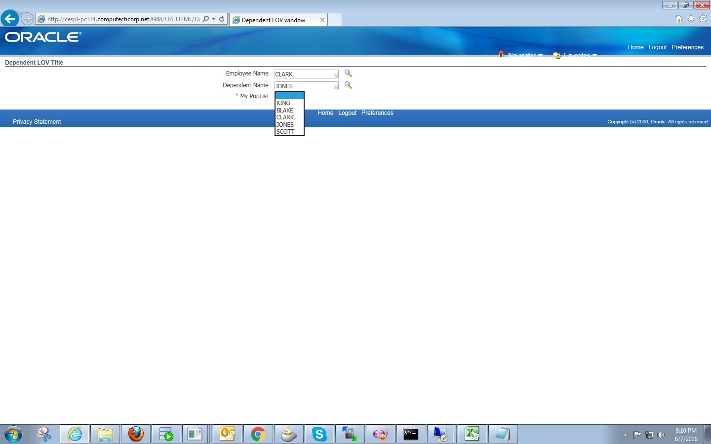 Oracle applications: Implement PopList in OA Framework