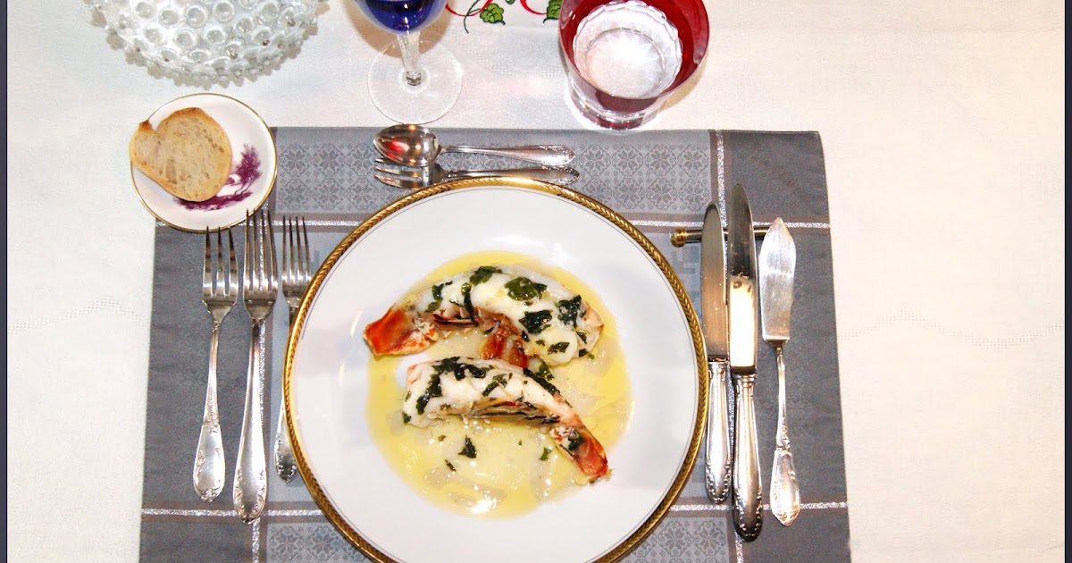 Pipounet et Poupinette: Queues de langoustes au beurre de basilic.