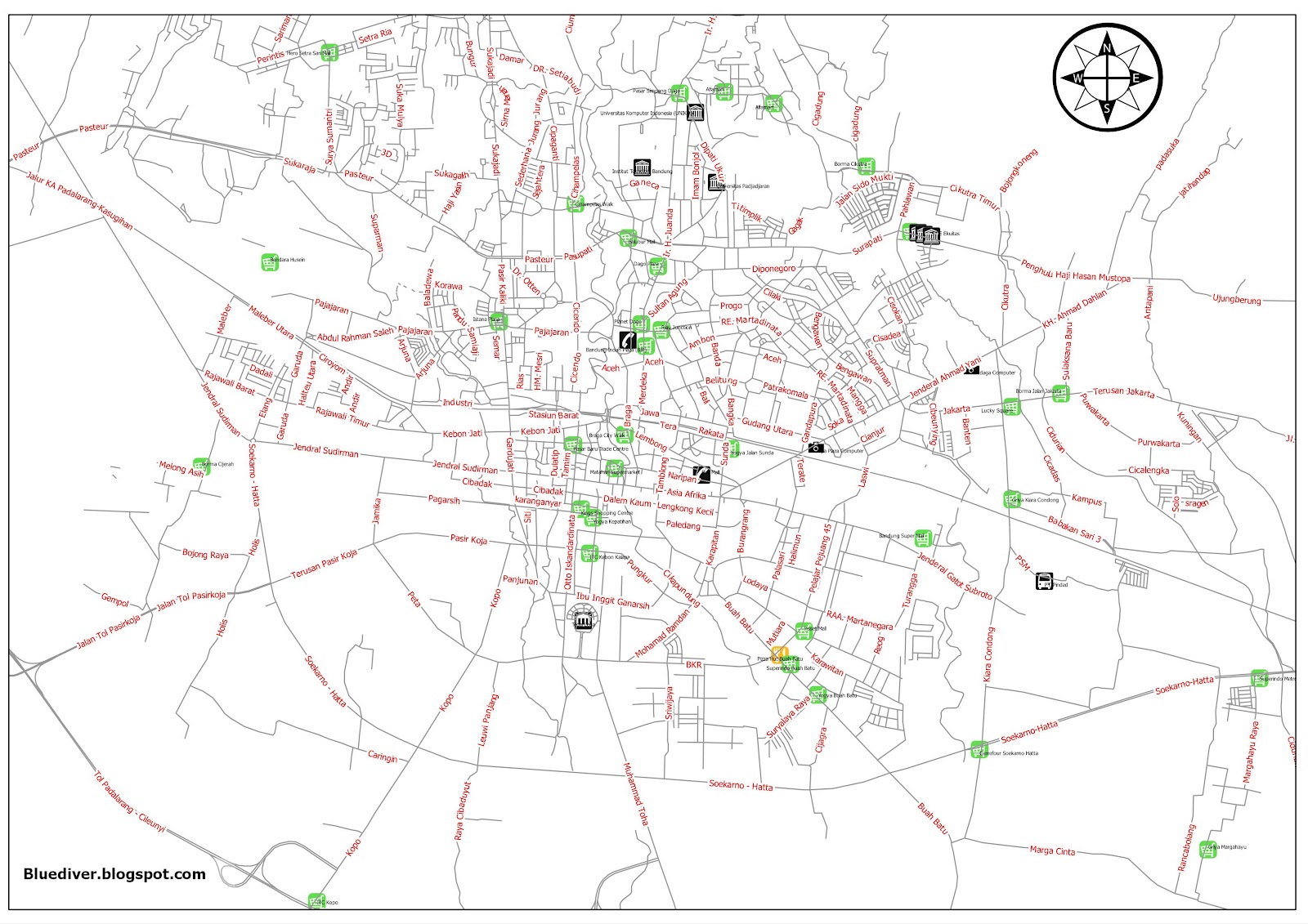 Blue Diver: Peta Sebaran Mall dan atau Supermarket di Kota Bandung